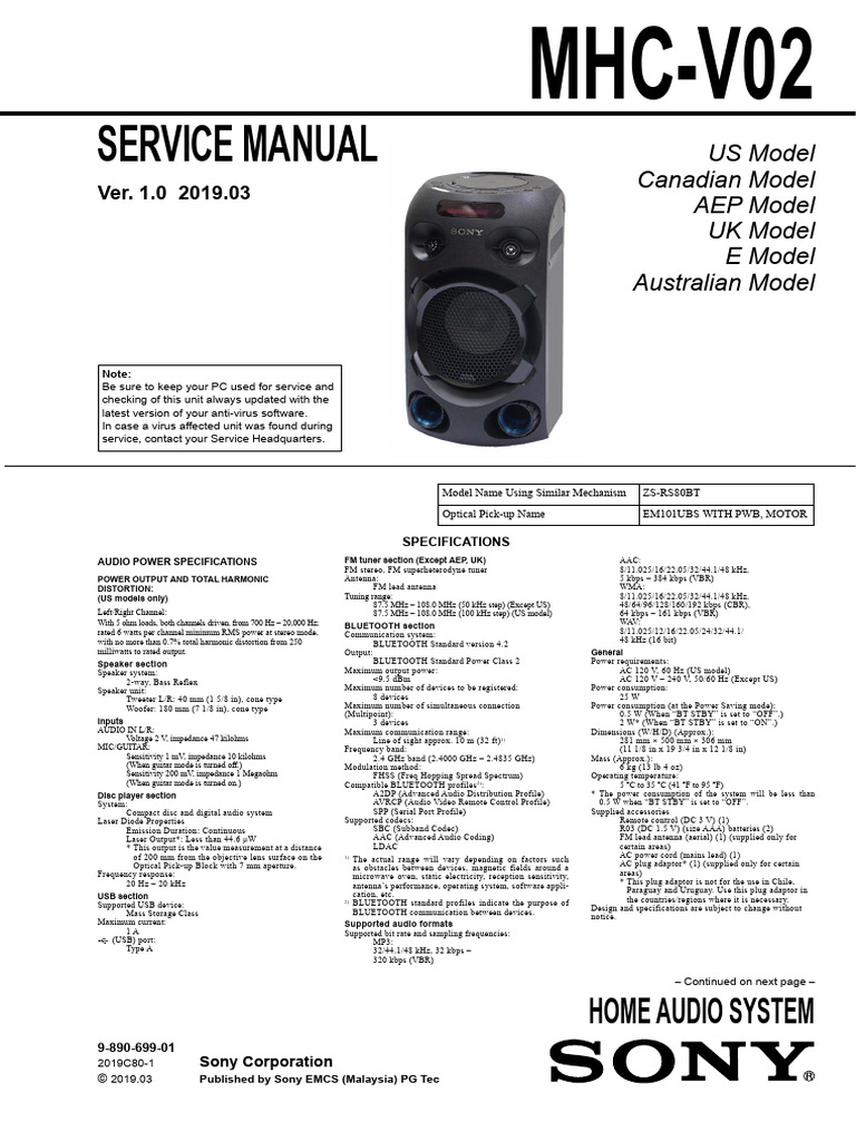 Sony Mhc v02 | PDF | Loudspeaker | Frequency Modulation