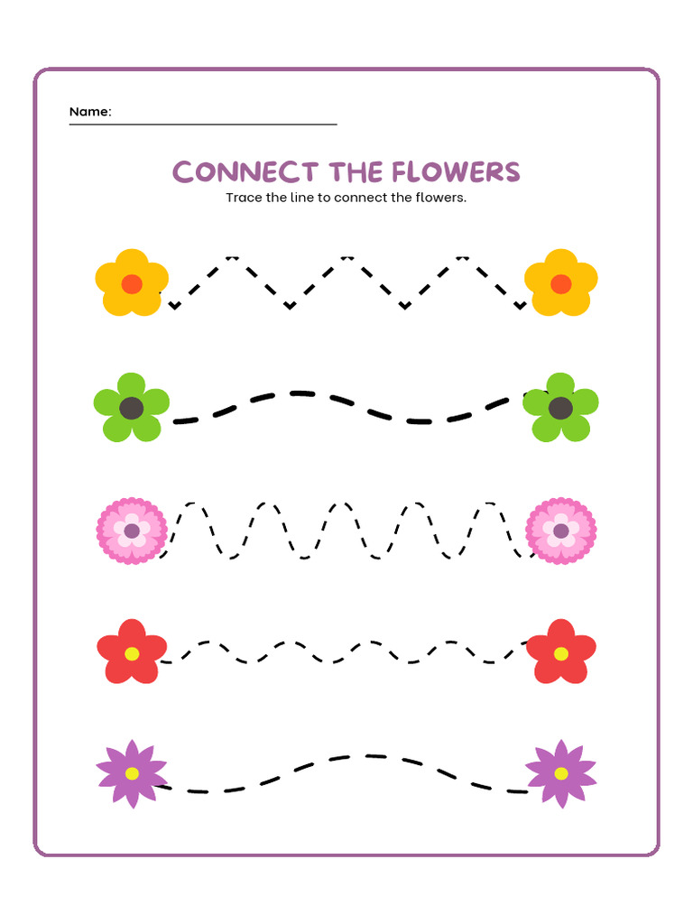 Spring Flower Line Tracing Worksheet | PDF