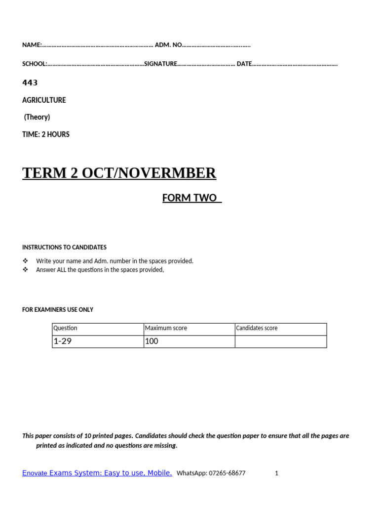 Moi Tea Term2 2022 Agri Q | PDF | Fertilizer | Vitamin