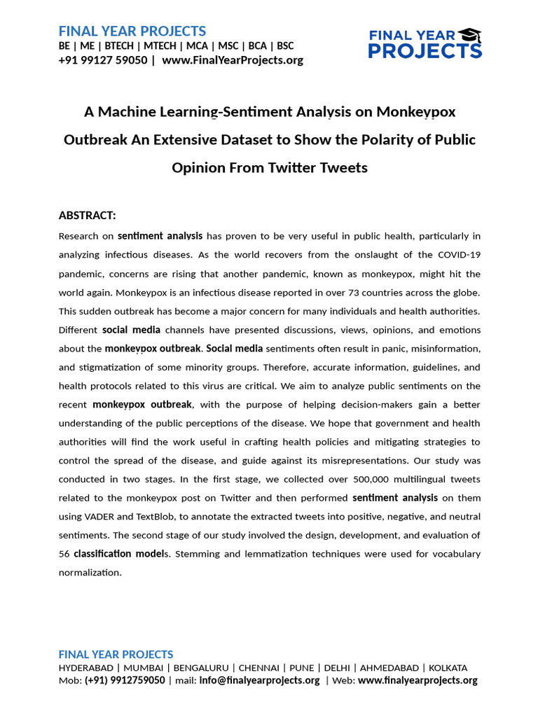A Machine Learning-Sentiment Analysis on Monkeypox Outbreak an ...