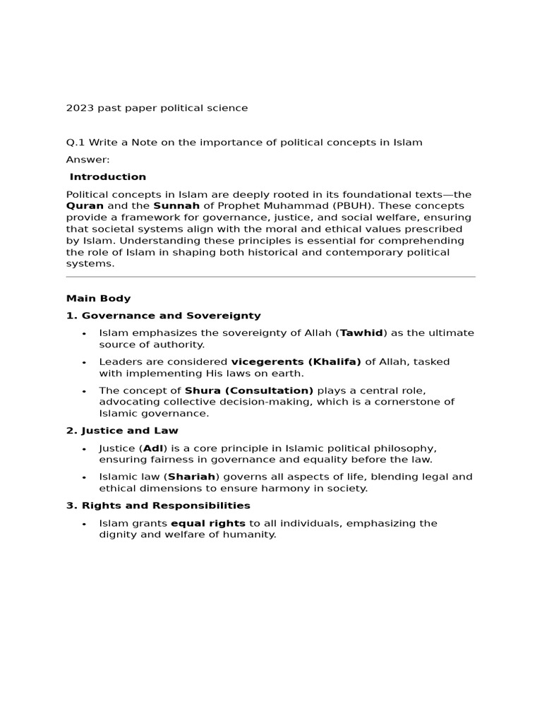 Political Concepts in Islam and State Forms | PDF | State (Polity ...