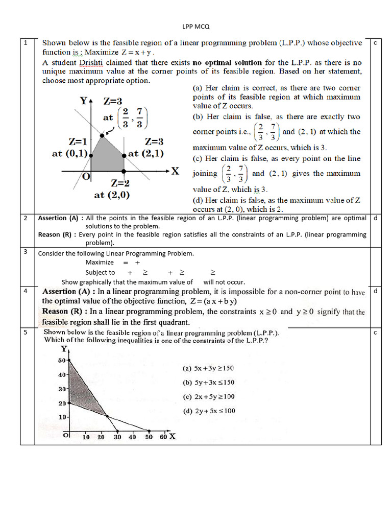 LPP MCQ | PDF | Linear Programming | Mathematical Optimization