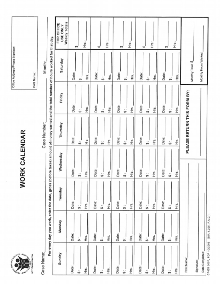 Work Calendar | PDF