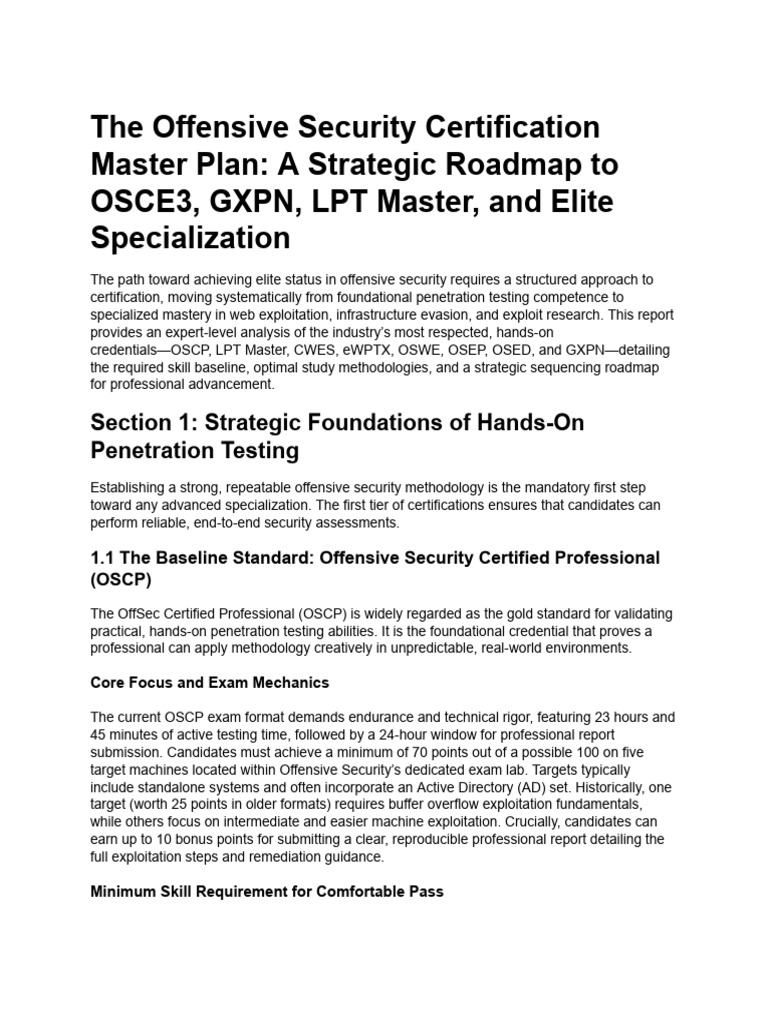 Offensive Security Certification Roadmap | PDF | Penetration Test ...