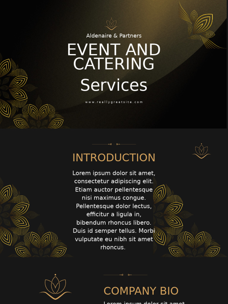 Black and Gold Elegant Event and Catering Services Presentation ...