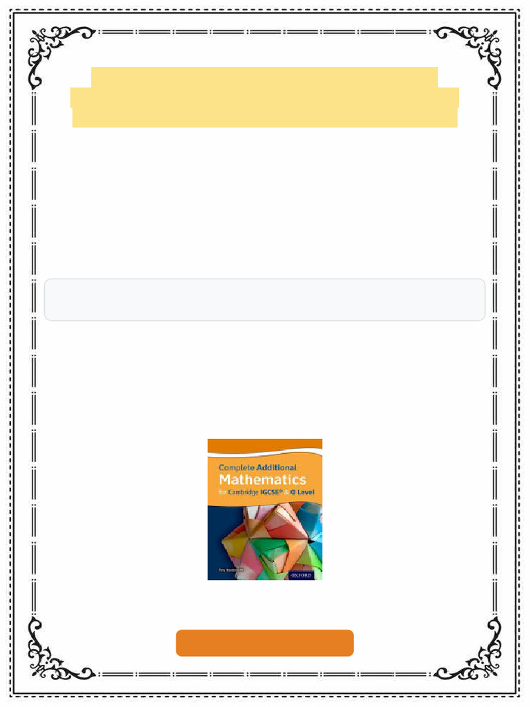 Complete Additional Mathematics for Cambridge IGCSE O Level First Edition Tony Beadsworth full ...