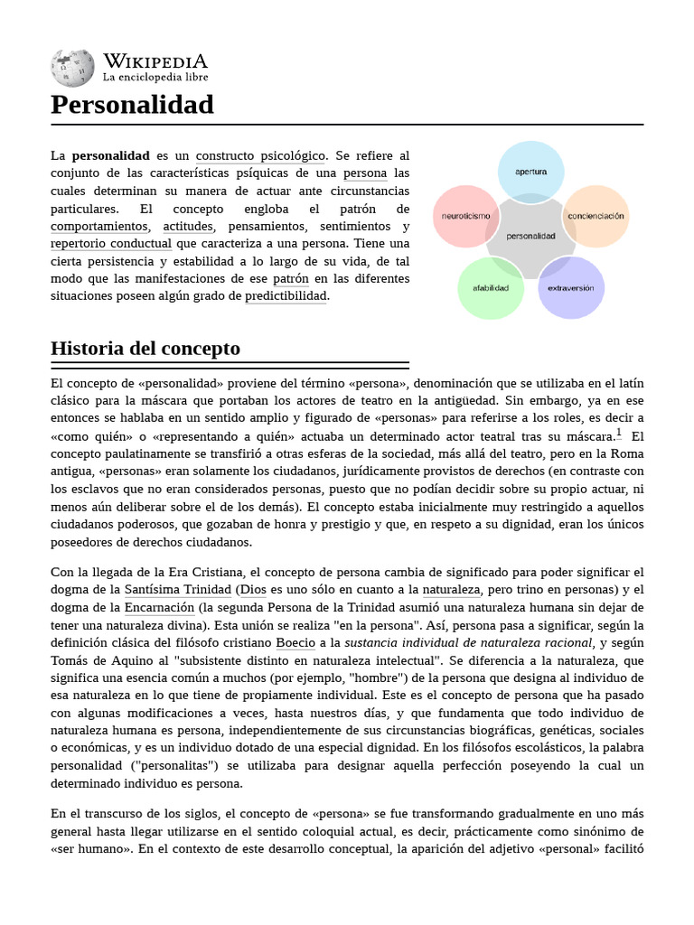 Definición y características de la personalidad | PDF | Sicología ...