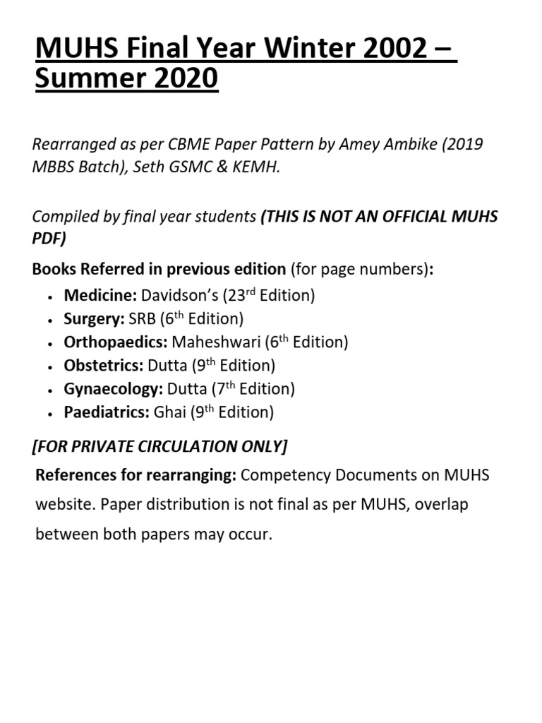 New CBME Final Year Bhalani | PDF | Respiratory Diseases | Anemia