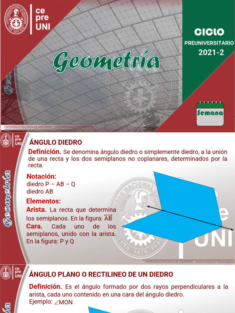 Tema 13.1 Angulo Diedro y Poliedro | PDF | Perpendicular | Tetraedro