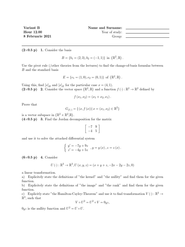 Varianta B 2021 Final (1) (2) | PDF | Vector Space | Applied Mathematics