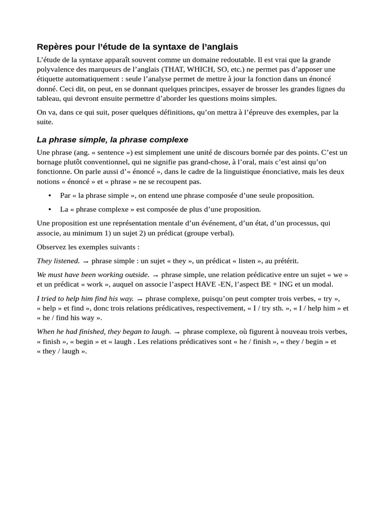 8_reperes_syntaxe | PDF | Phrase | Clause