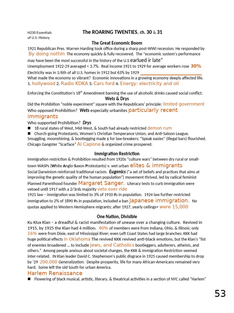 H230 Essentials The ROARING TWENTIES | PDF | Economies | Economics