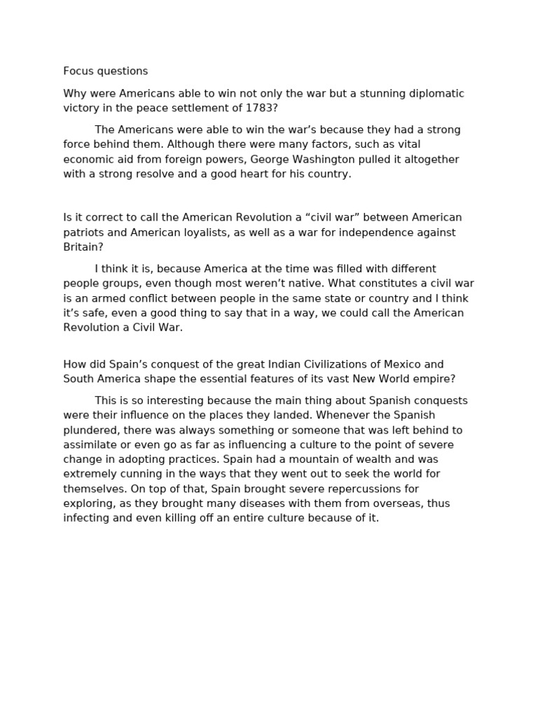 History Focus Questions | PDF