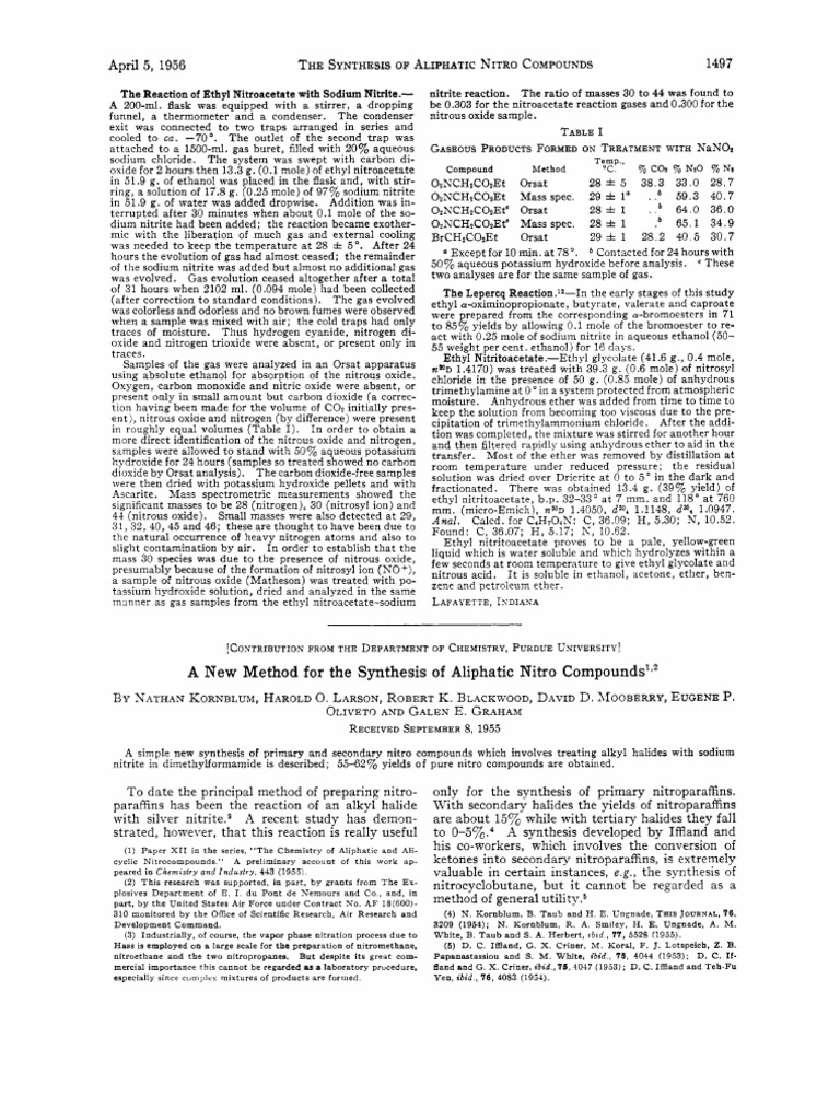 A New Method For The Synthesis of Aliphatic Nitro Compounds1, 2 | PDF ...