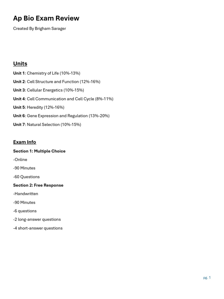 AP Biology Exam Review | PDF | Messenger Rna | Gene