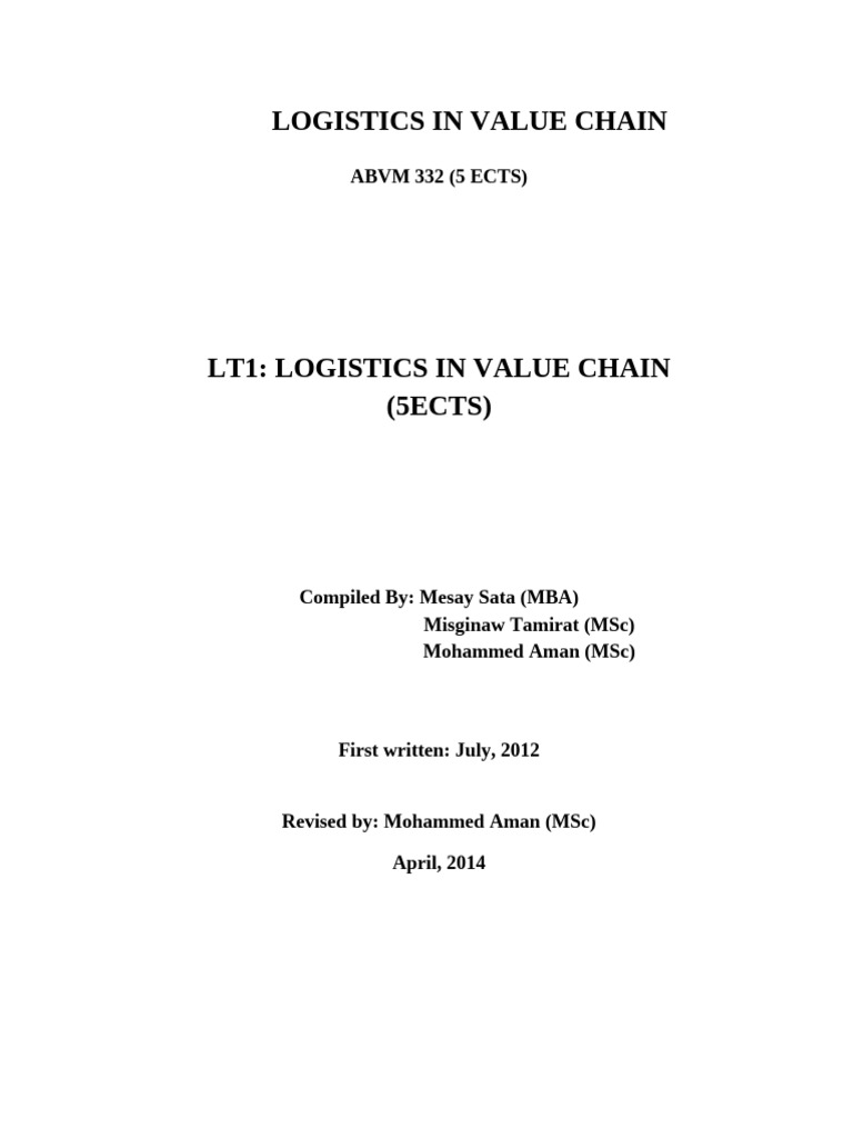 Logistics Management in Value Chain | PDF | Logistics | Warehouse