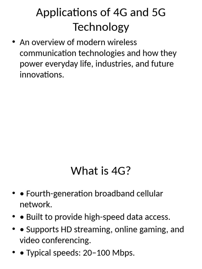 Applications 4G 5G 10slides NoImages MoreContent | PDF