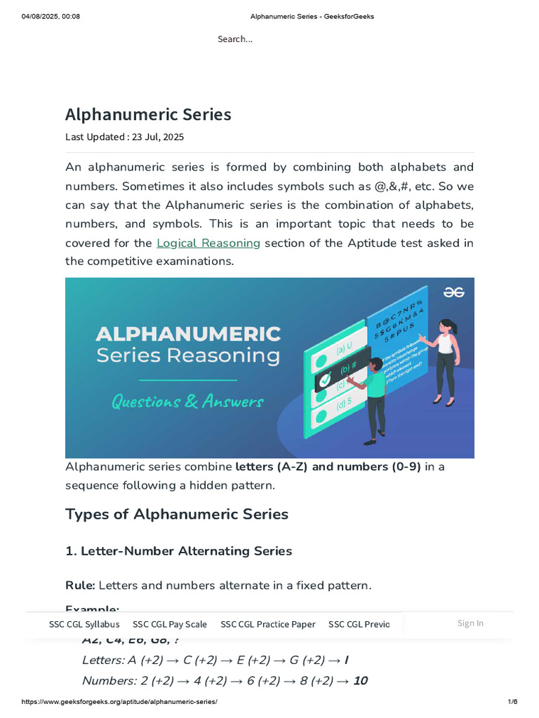 Alphanumeric Series - GeeksforGeeks | PDF | Computer Science | Computing