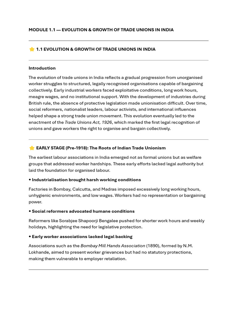 labour law module 1 gpt | PDF | Labour Law | Trade Union