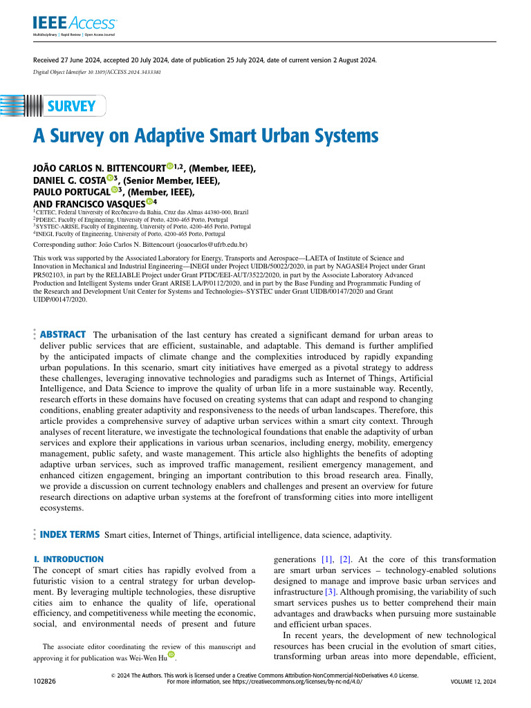 A Survey On Adaptive Smart Urban Systems | PDF | Internet Of Things ...