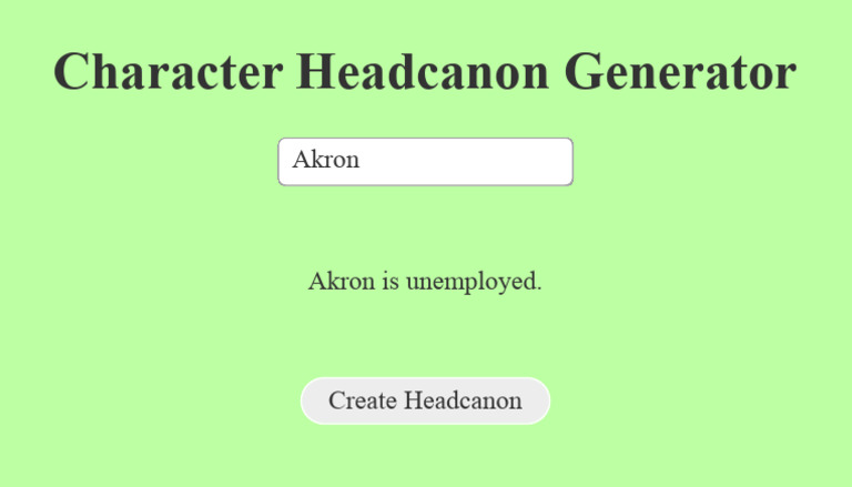 Character Headcanon Generator | PDF