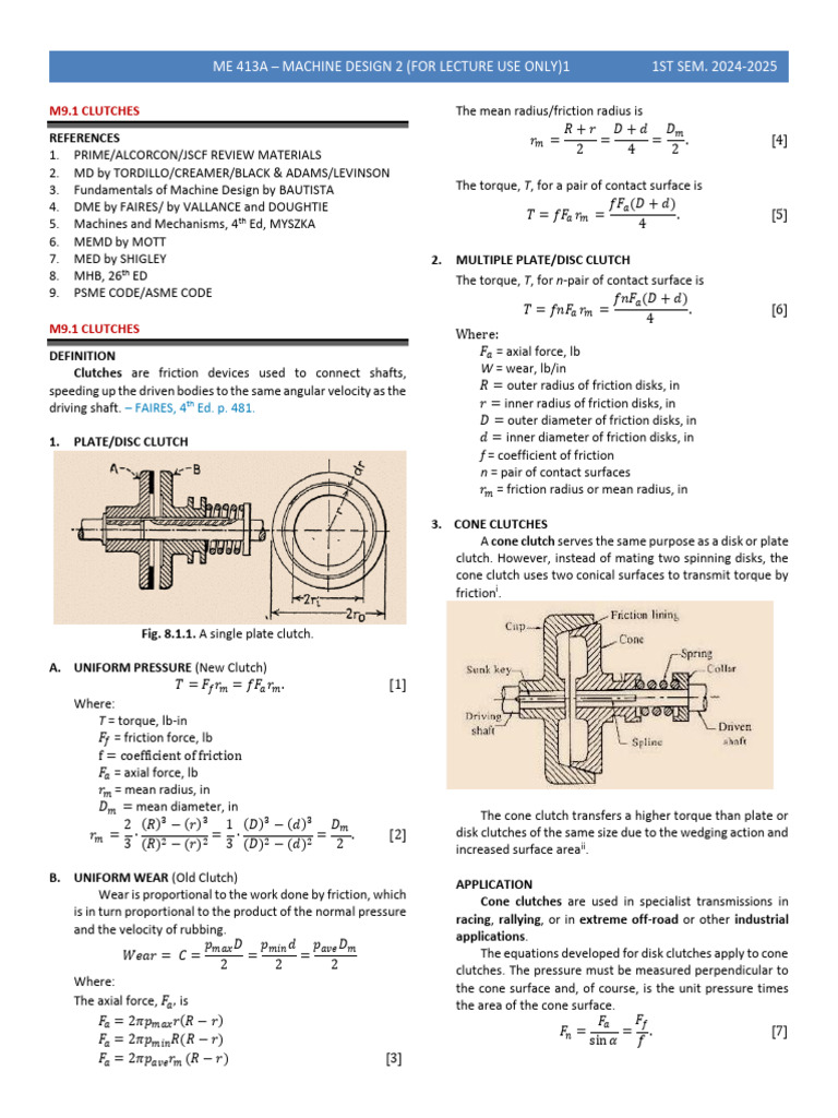 Clutch Design Principles and Calculations | PDF | Clutch | Mechanical ...