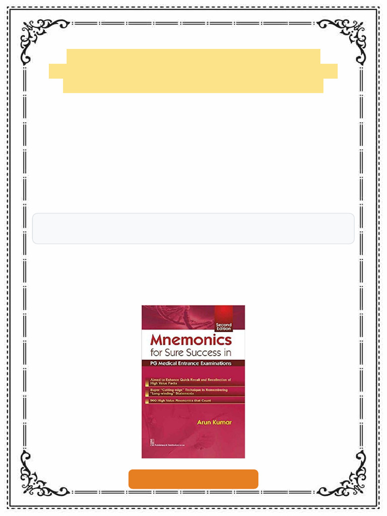 Mnemonics for Sure Success in PG Medical Entrance Examinations 2nd ...