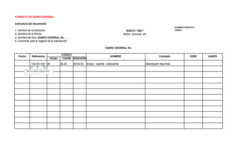 Formato Diario General Contable | PDF