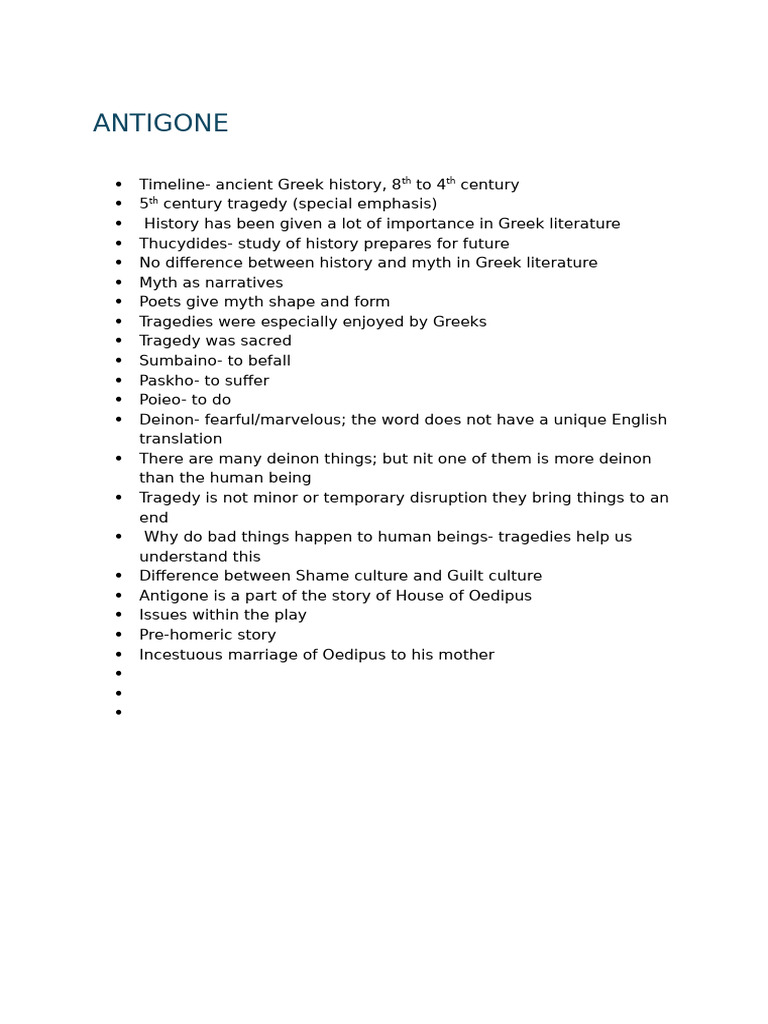 Exploring Greek Tragedy: Antigone's Themes | PDF