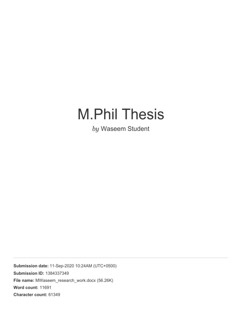 M.Phil Thesis | PDF