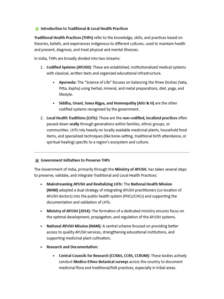 Traditional Health Practices in India | PDF | Medicine | Asian ...