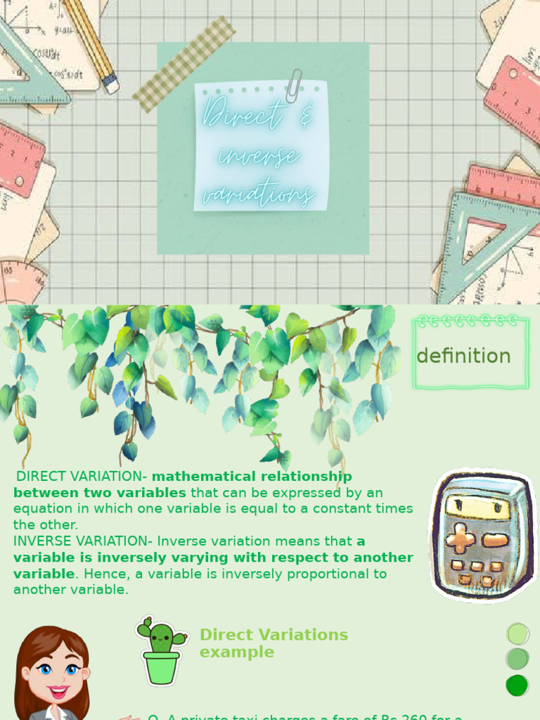 direct and inverse variations | PDF