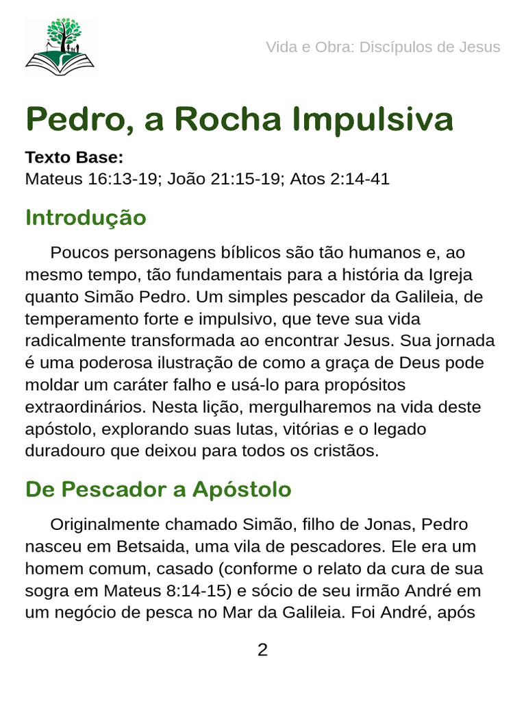 Vida e Legado de Simão Pedro | PDF | São Pedro | Jesus