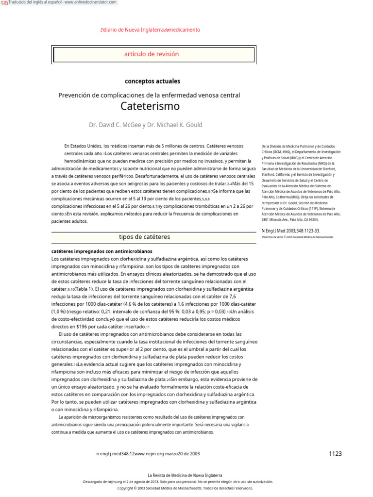 Cvc Complicaciones Nejm.en.Es | PDF | Especialidades Medicas | Medicina ...