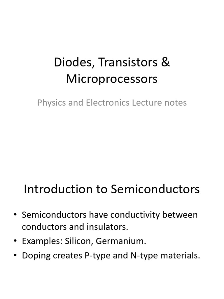 Diodes, Transistors & Microprocessors Guide | PDF | Bipolar Junction ...