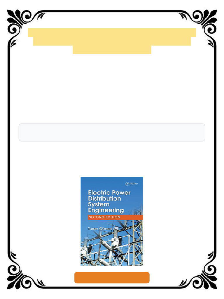Electric Power Distribution System Engineering 2nd Edition Turan Gönen ...