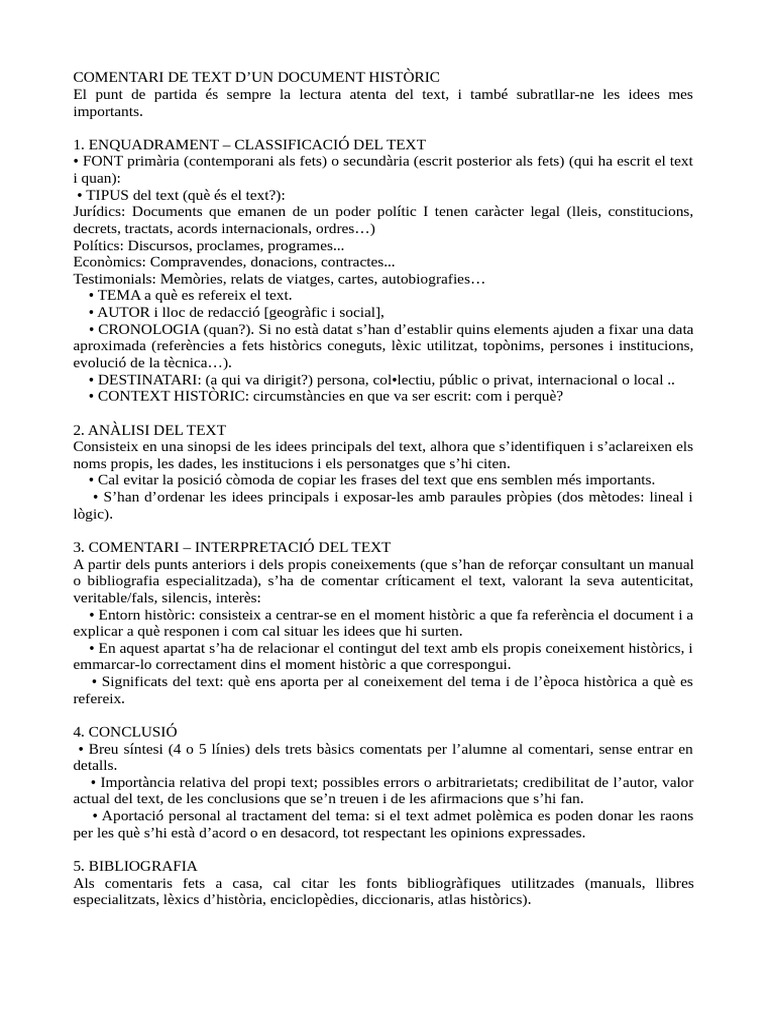 Comentari de Text | PDF