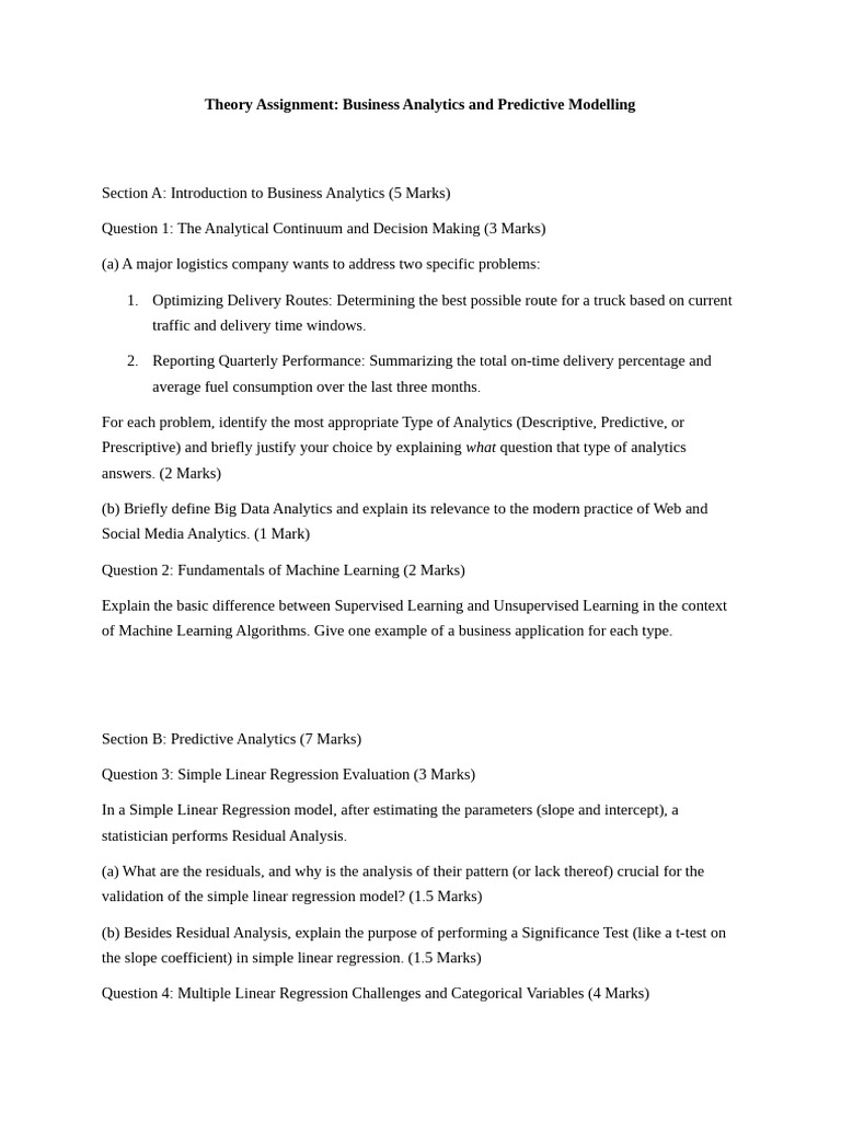 Theory Assignment | PDF | Regression Analysis | Linear Regression