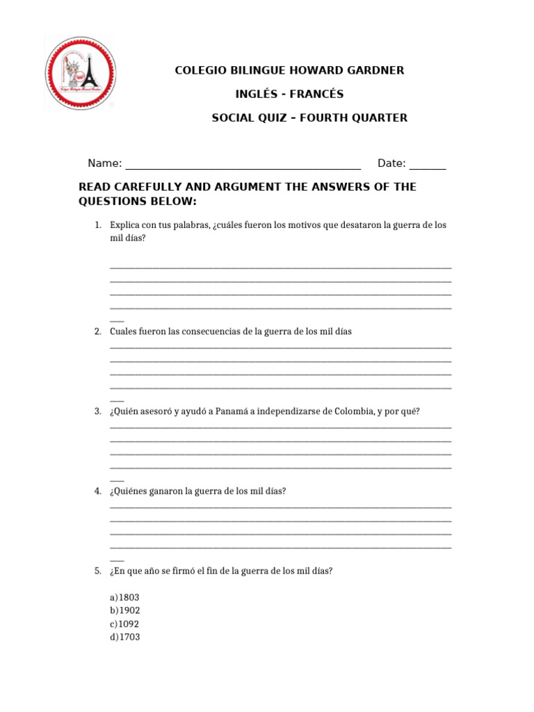 5 Social Quiz - Fourth Quarter | PDF