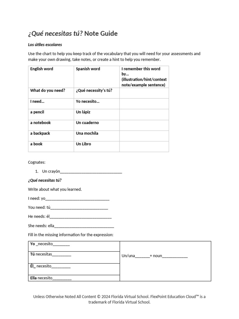 School Supplies Vocabulary Guide | PDF | Grammatical Gender | Linguistics