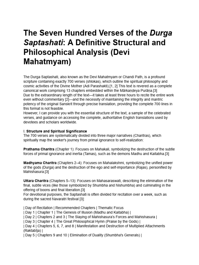 A Definitive Structural and Philosophical Analysis (Devi Mahatmyam ...