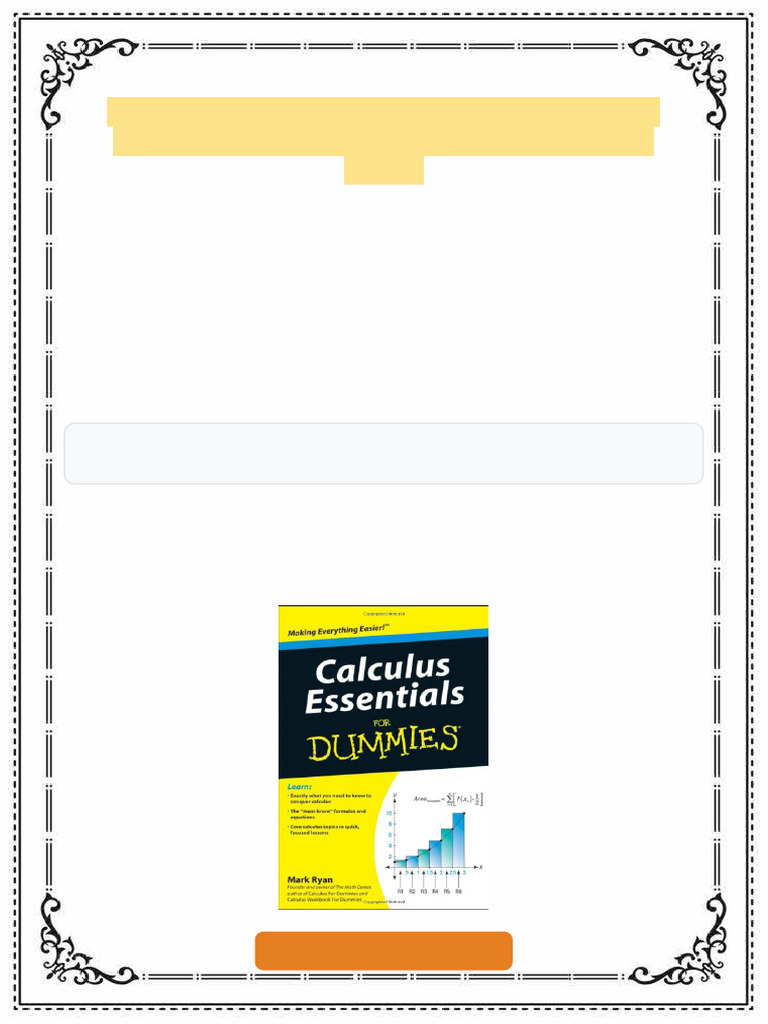 Calculus Essentials For Dummies 1st Edition Mark Ryan Ebook Enhanced ...