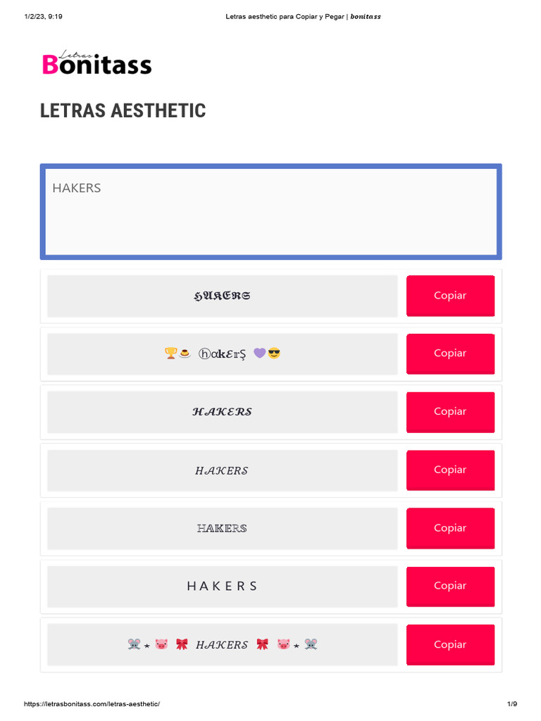 Letras Aesthetic para Copiar y Pegar - ???????? | PDF | Teclado ...
