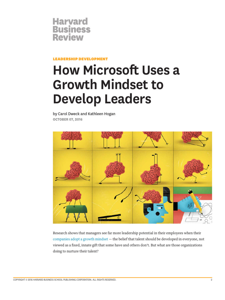 How Microsoft Uses A Growth Mindset To Develop Leaders | PDF | Mindset ...