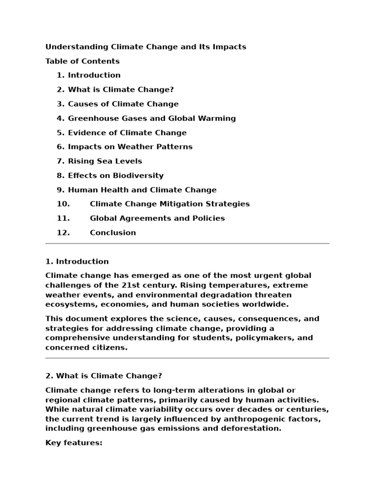 Climate Change: Causes and Impacts | PDF | Climate Change | Climate ...
