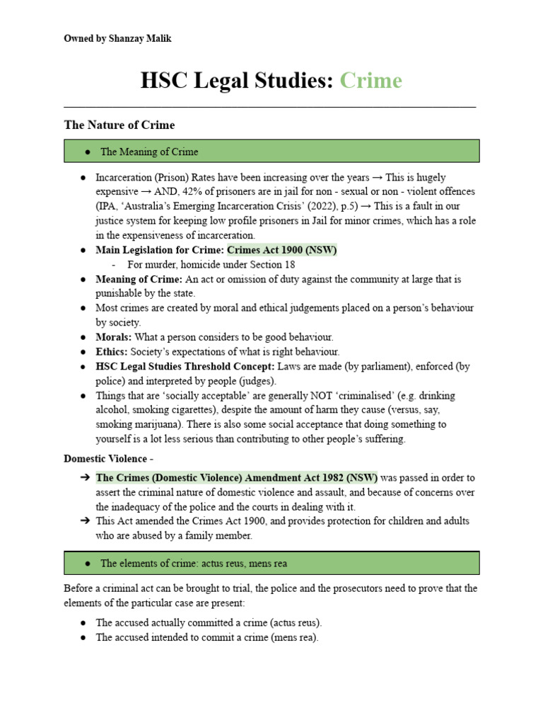 hsc-legal-studies-crime | PDF | Manslaughter | Assault