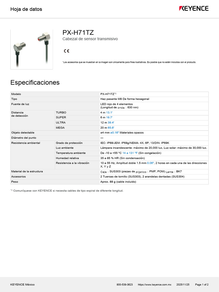 PX H71TZ Datasheet | PDF | Radiación electromagnética | Ligero