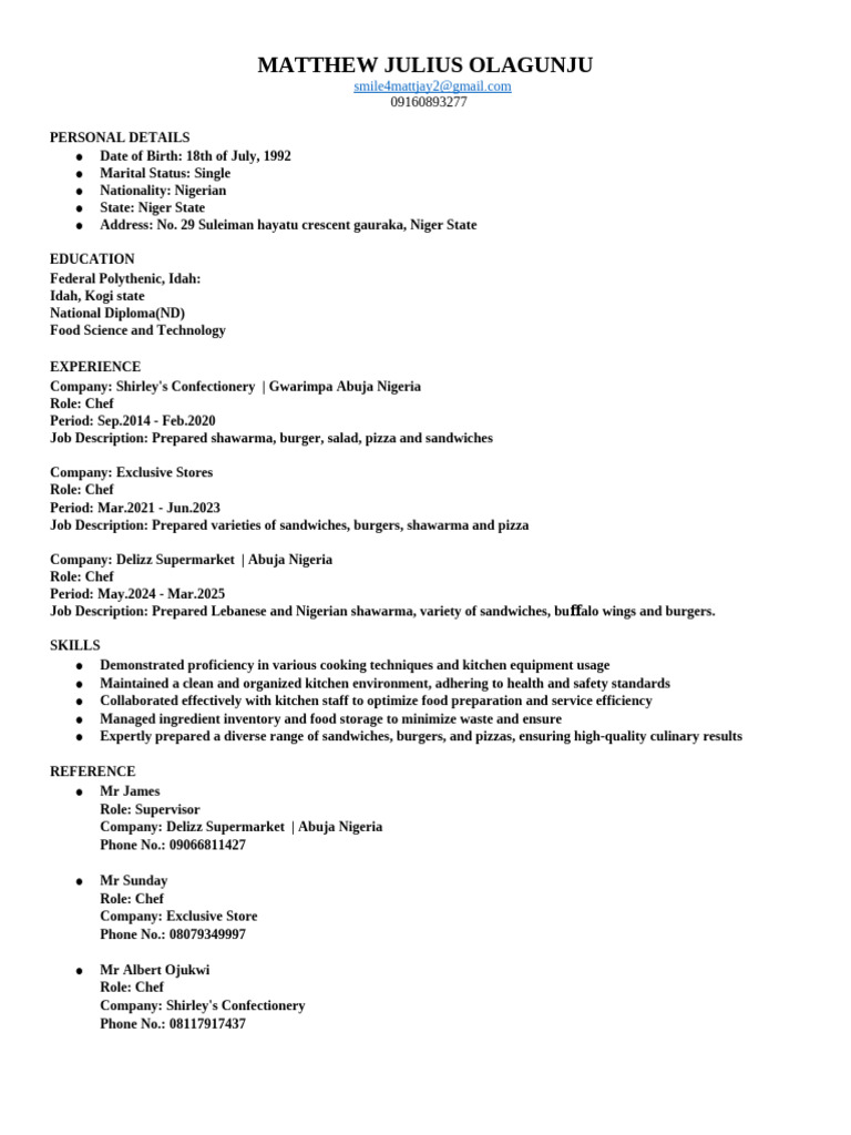 Matthew Julius Resume. | PDF