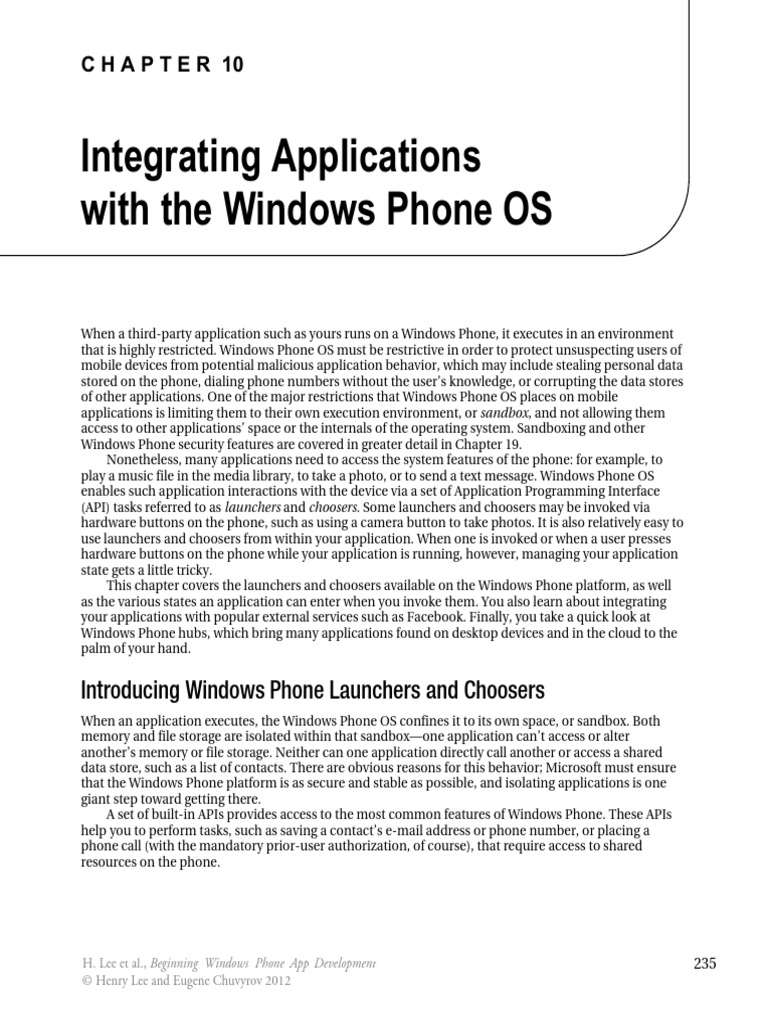 Integrating Applications With The Windows Phone OS ...