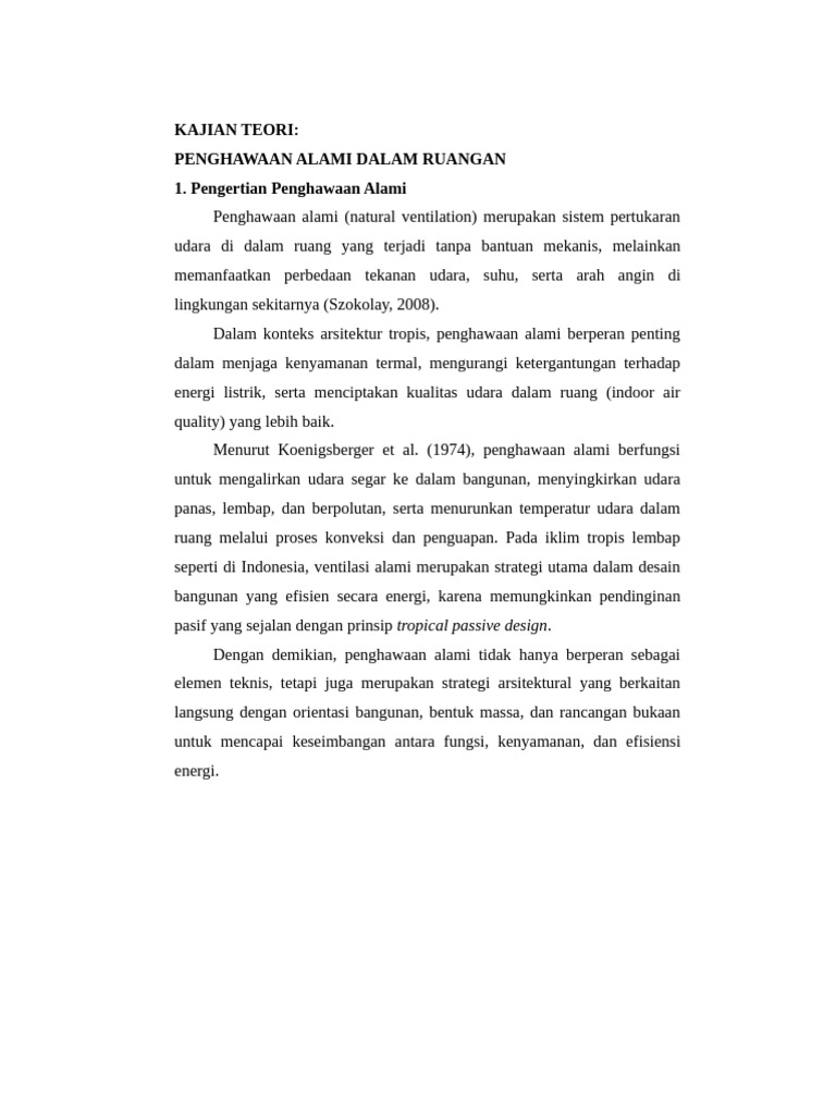 Penghawaan Alami dalam Arsitektur Tropis | PDF